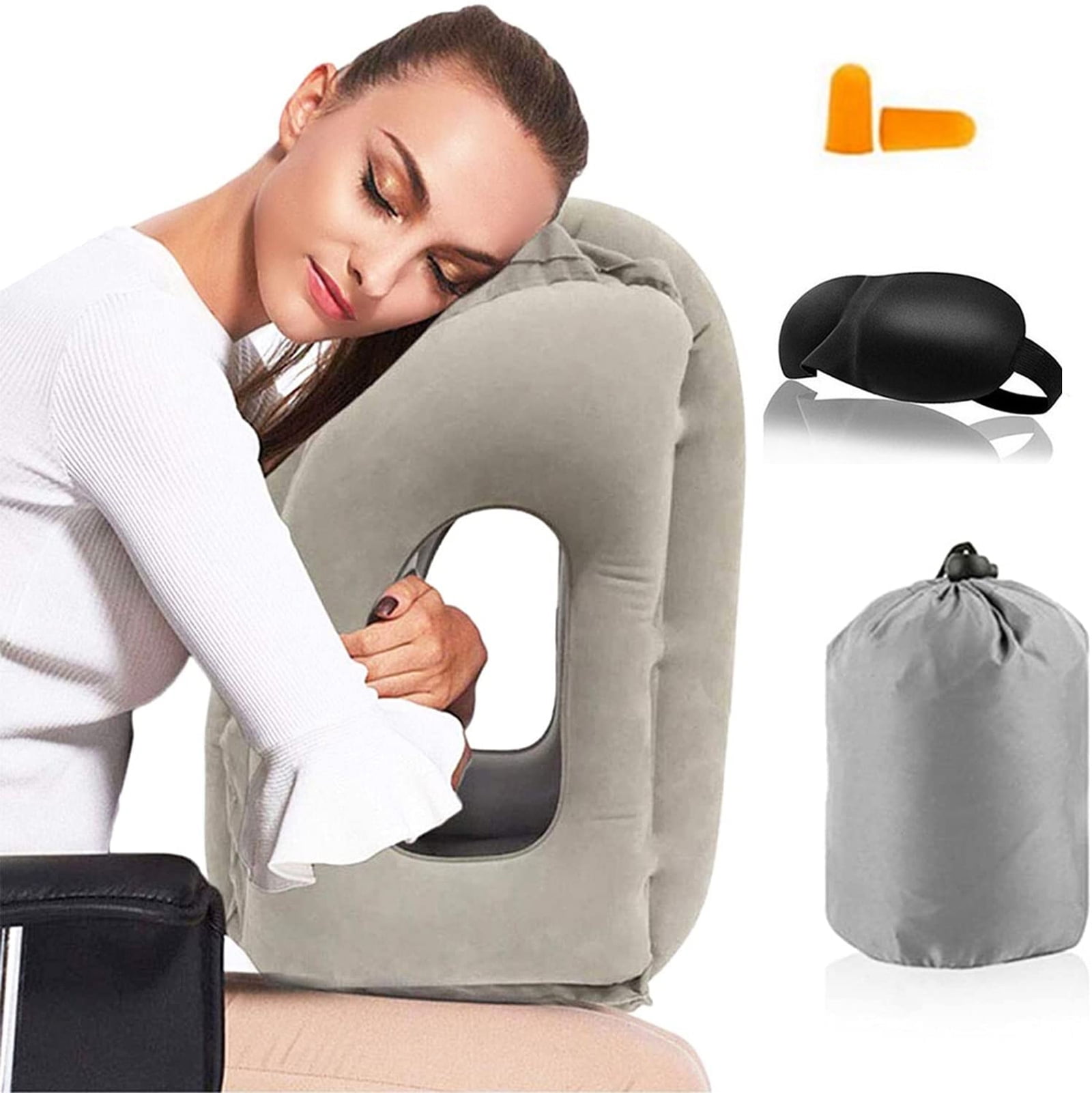 Inflatable Travel Pillow, Airplane Neck Pillow for Sleeping, Supports ...