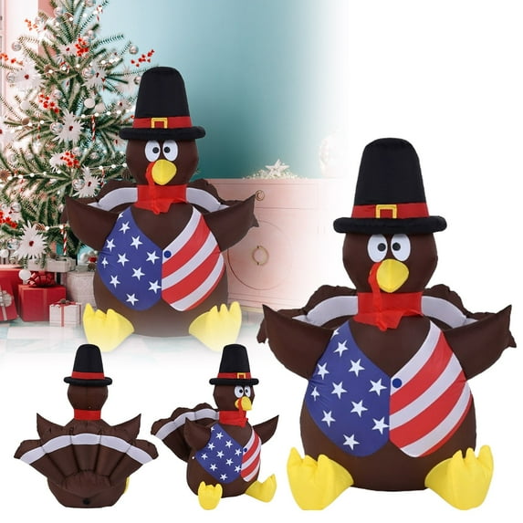 Inflatable Turkey With Hat Yard LED Light Up Inflatable Outdoor Indoor ...