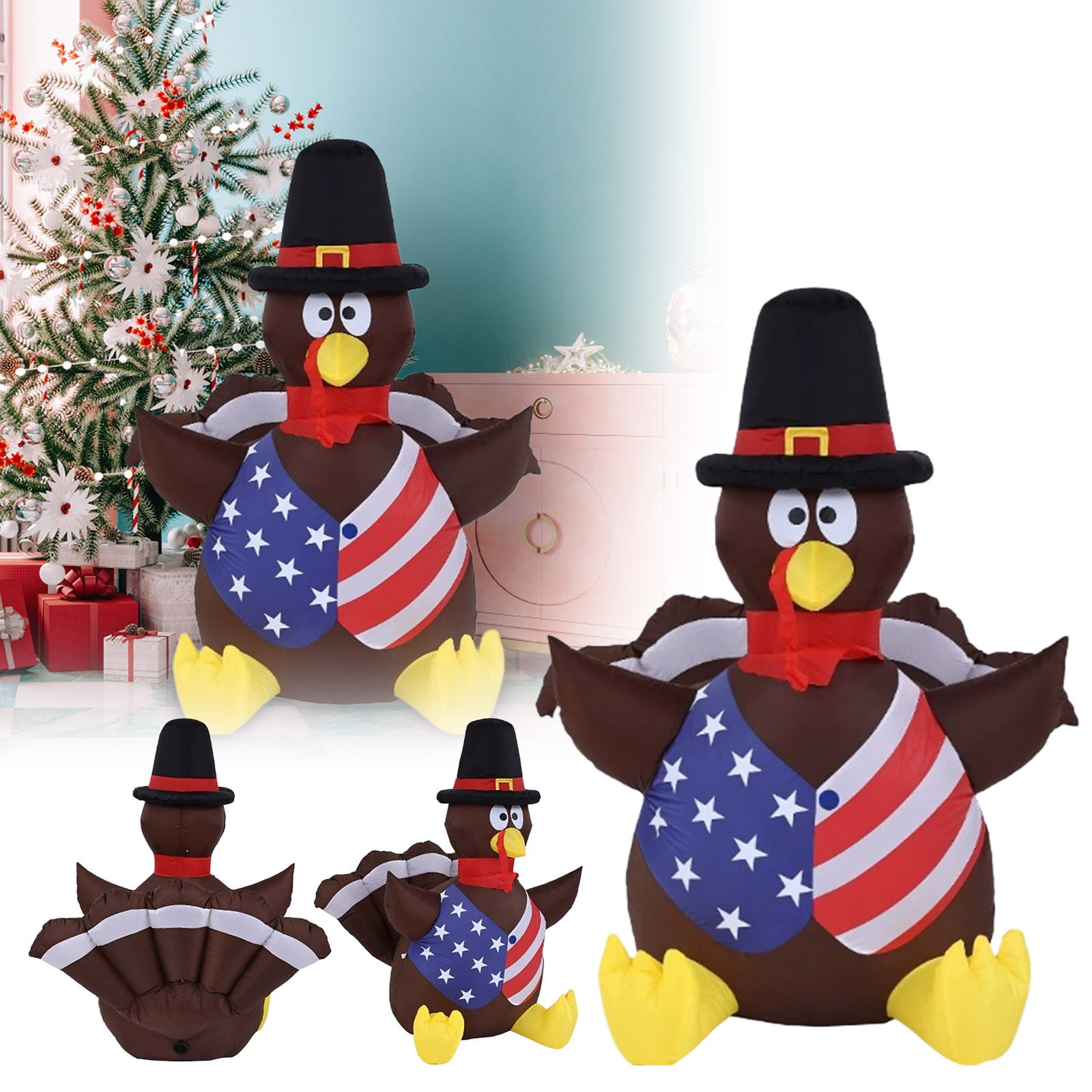 Event & Party Inflatable Turkey With Hat Yard LED Light Up Decoration ...