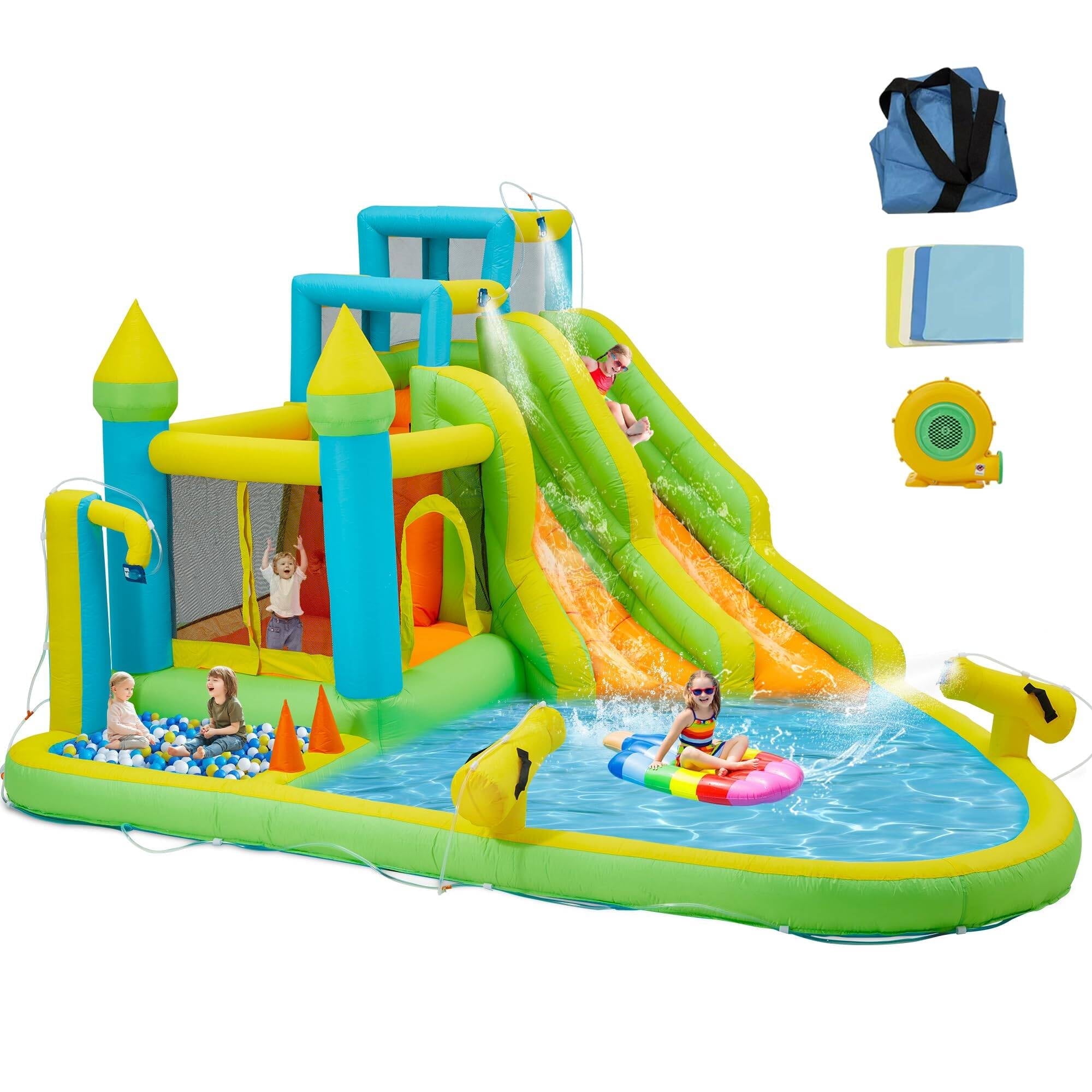 Inflatable Water Slide,10 in 1 Water Park Bounce House for Kids 3-12 ...