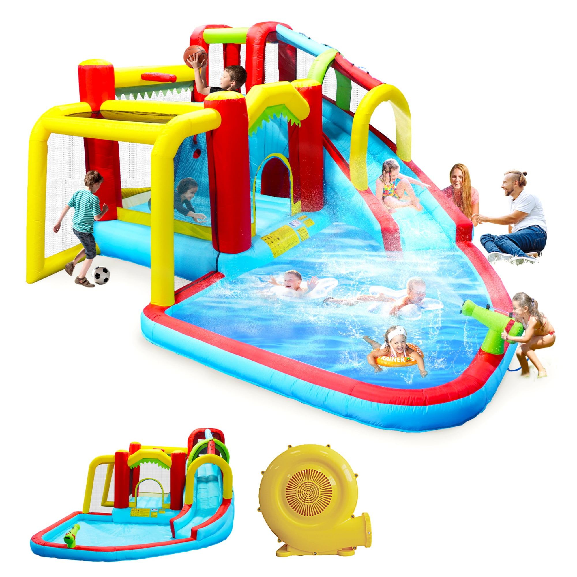 Inflatable Water Slide for Kids Backyard, SHINPT 7 in1 Water Park ...