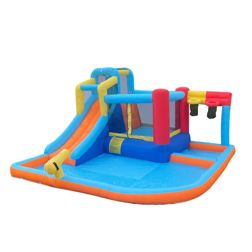 Inflatable Water Slide Kids Park Bounce House with Slide Pool Water ...