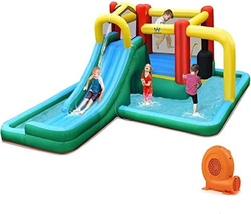 Inflatable Water Slide, Kids Water Slide Bounce House Wet Dry Combo for ...