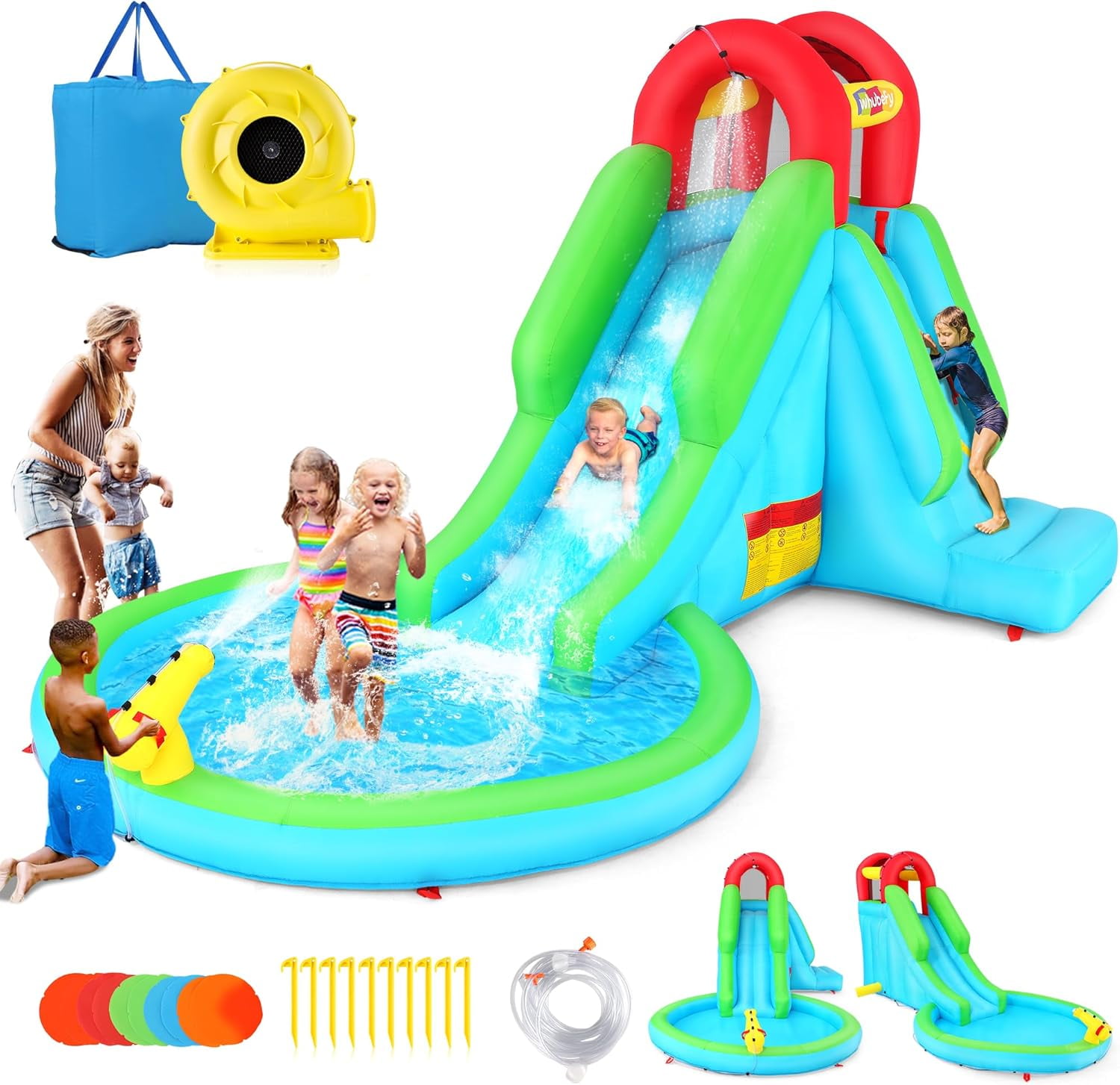 Inflatable Water Slide Park Bounce House for Kids 3-6 with Blower ...