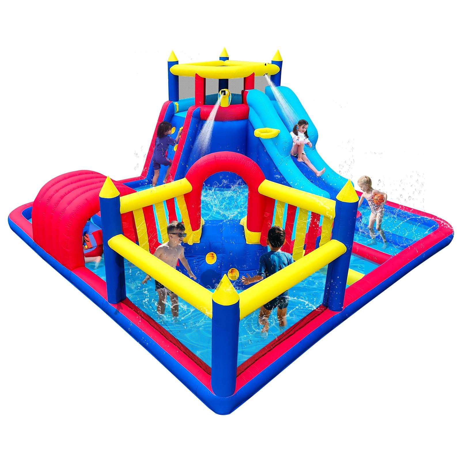 Inflatable Water Slide Park with Splash Pool, Slides, Crawl Tunnel and ...