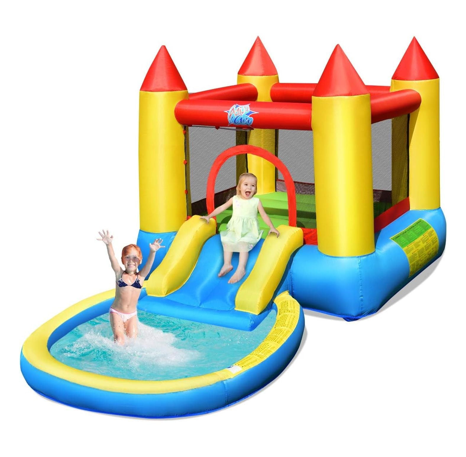 Inflatable Water Slide, Toddler Water House Bouncy Park Castle w/Slide ...