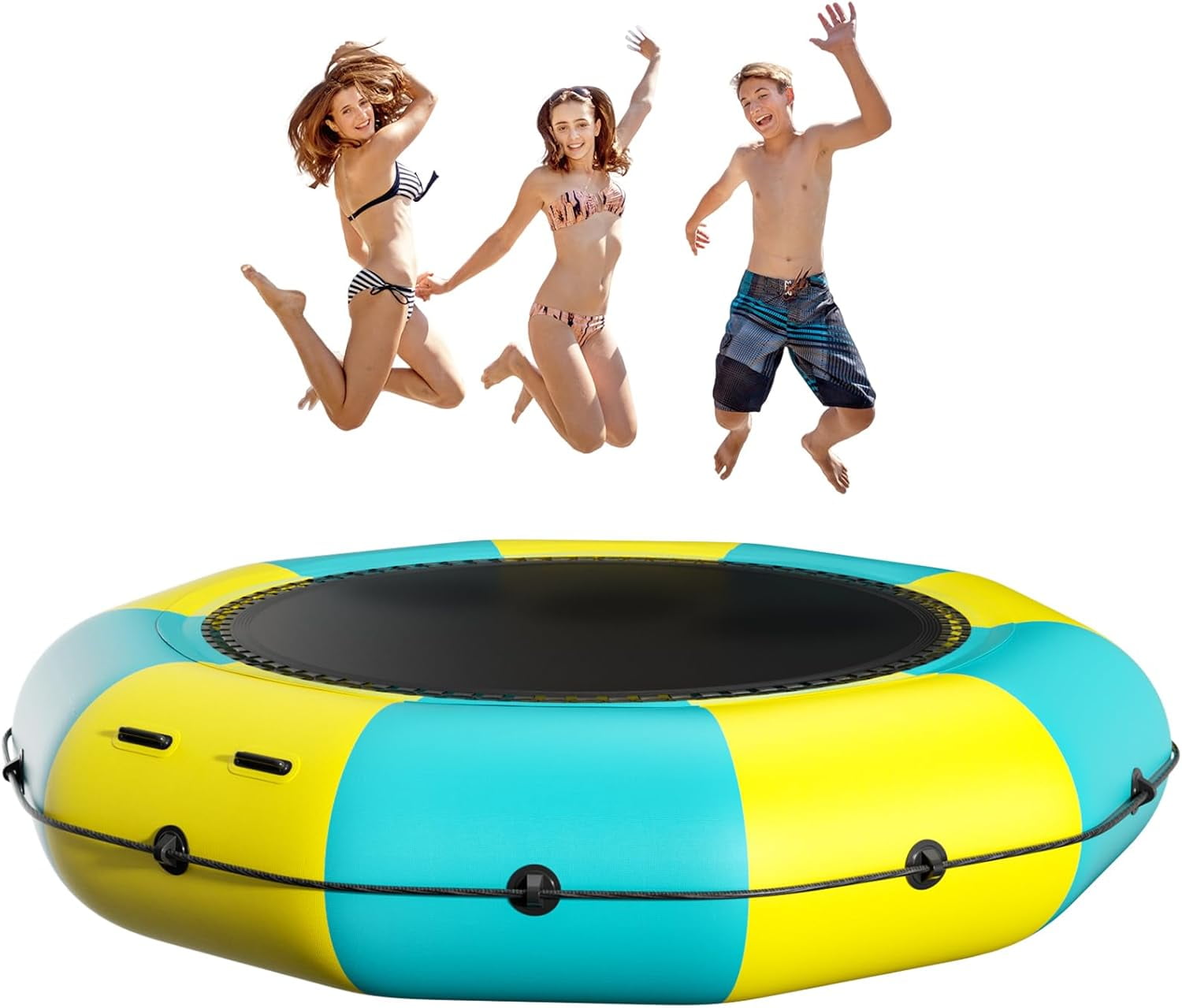 Inflatable Water Trampoline with Electric Pump and Ladder, Floating Bouncer for Recreational ...