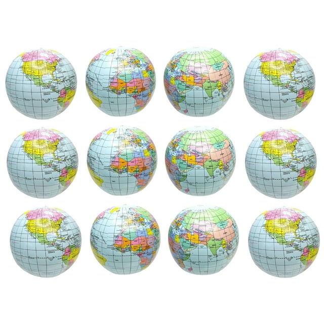 Inflatable World Globe Beach Balls (12 Pack) (9 Inch) Vinyl Novelty ...
