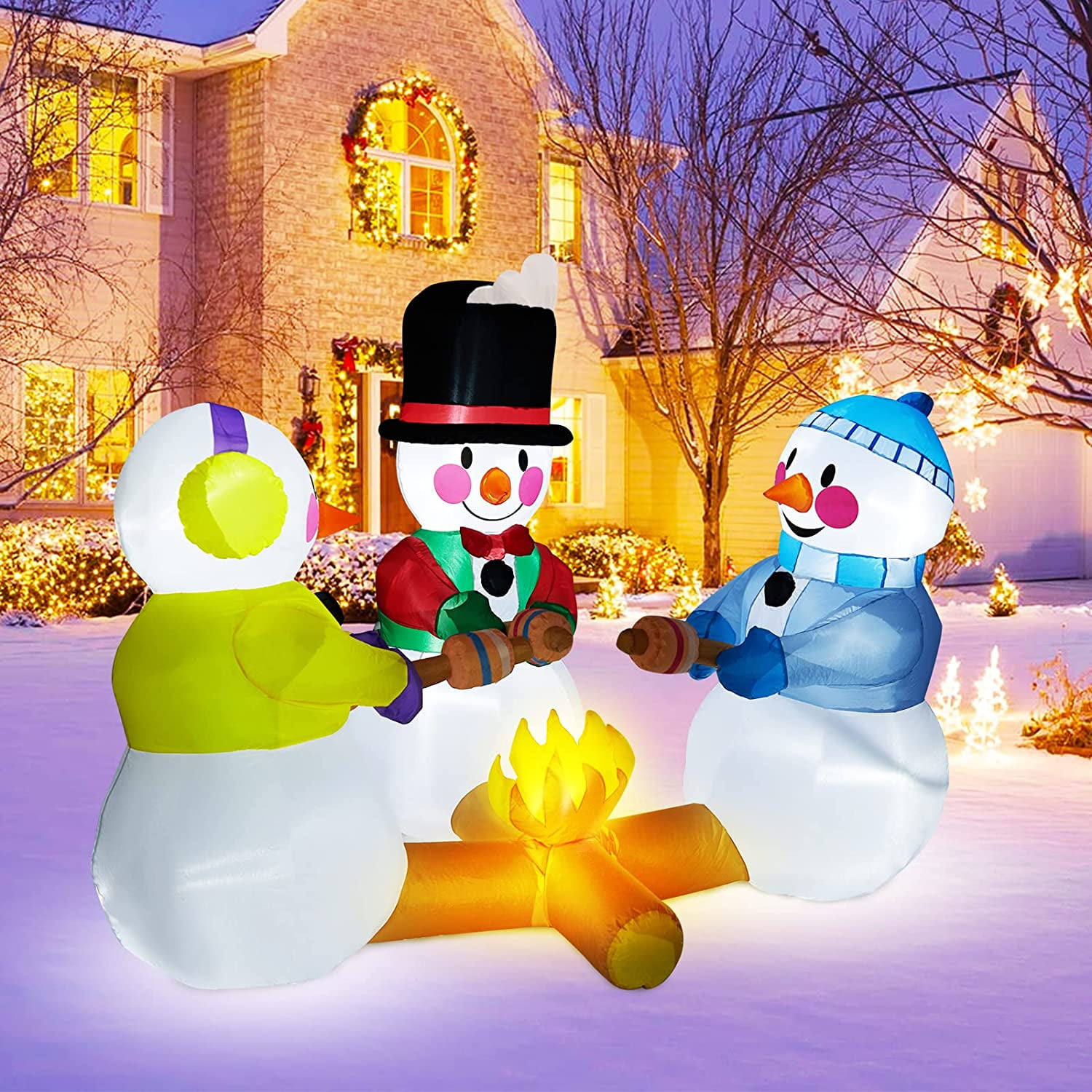 Inflatables Snowman Outdoor Decorations 7ft Roasted Marshmallows
