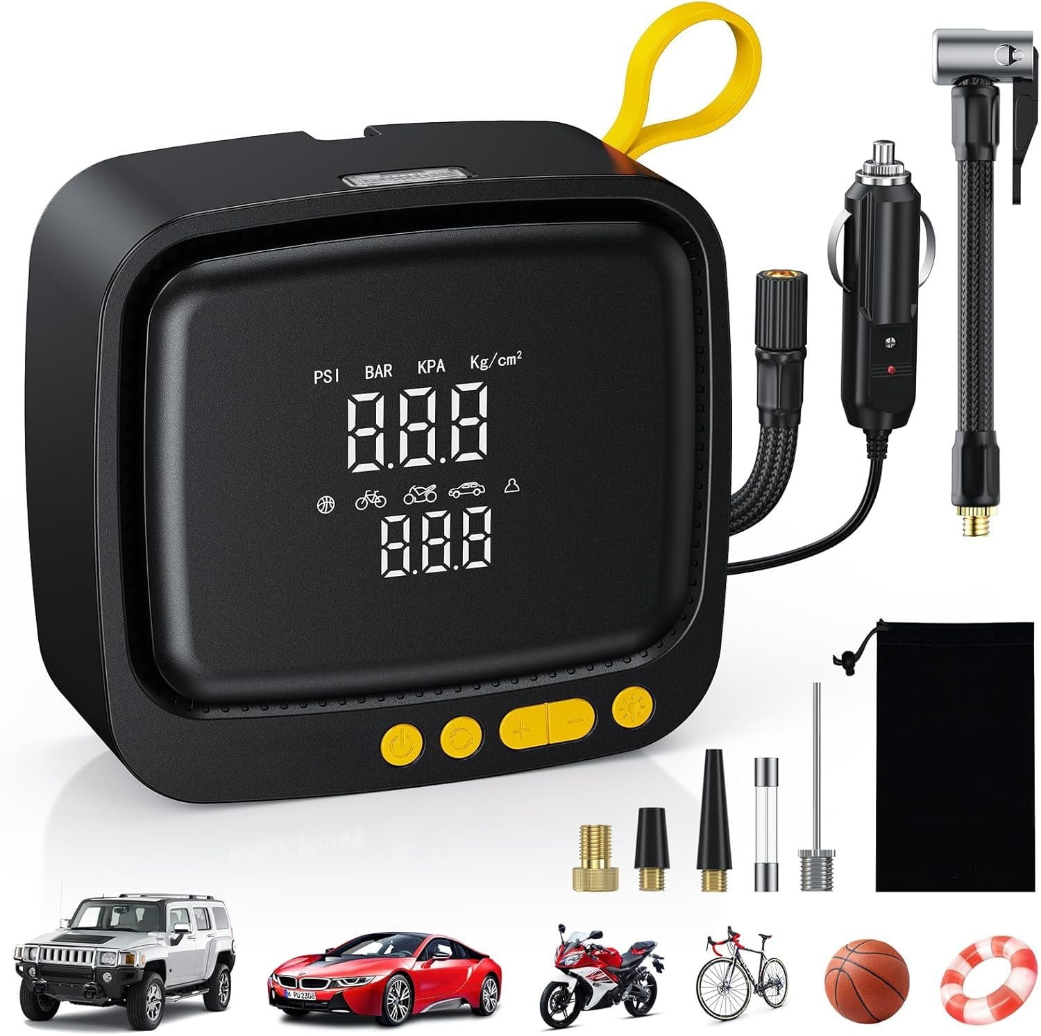 Inflator Portable Air Compressor, 150PSI 12V DC Air Pump with Dual ...