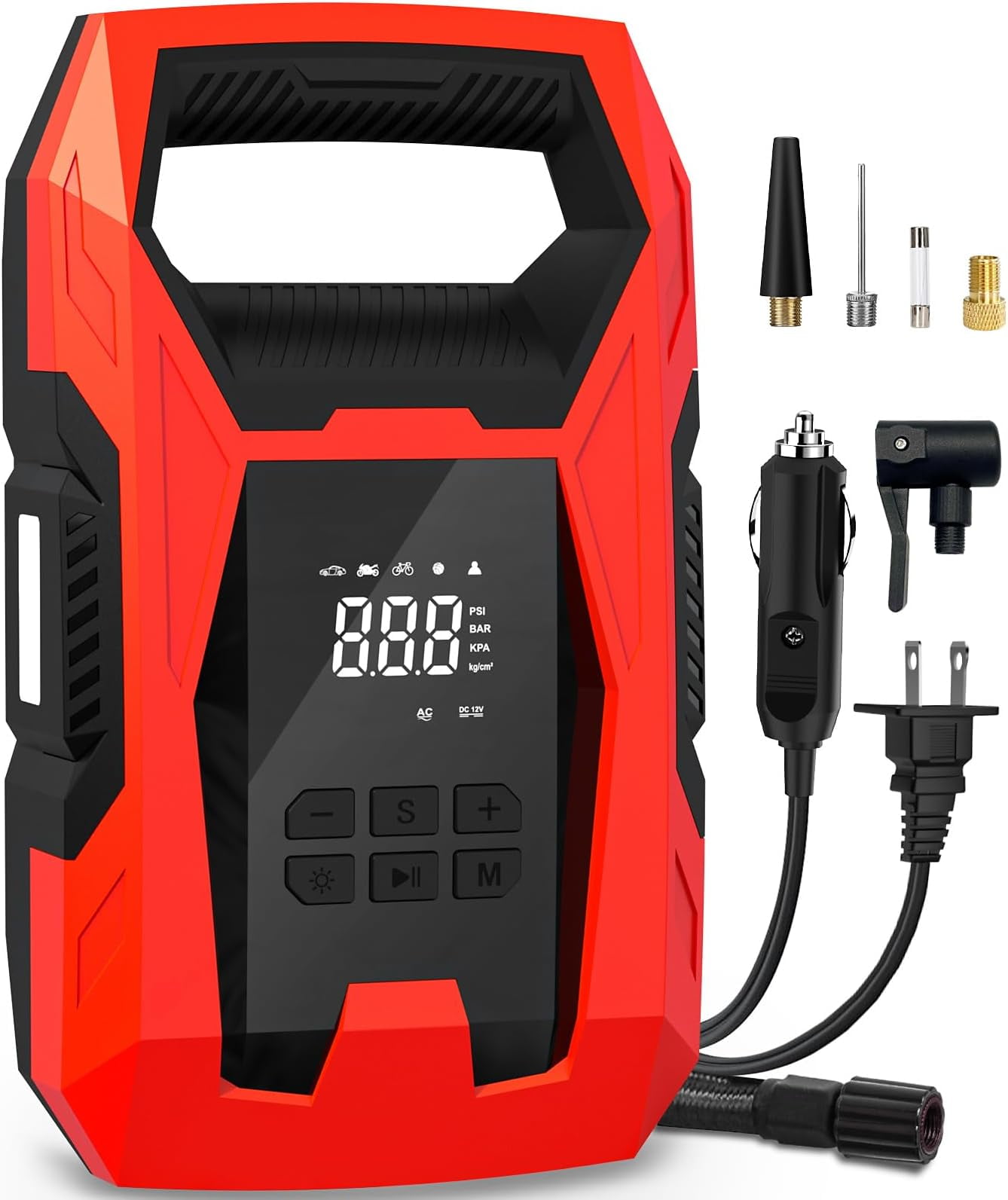 Inflator Portable Air Compressor, Dual Power for 110V AC and 12V DC Air ...