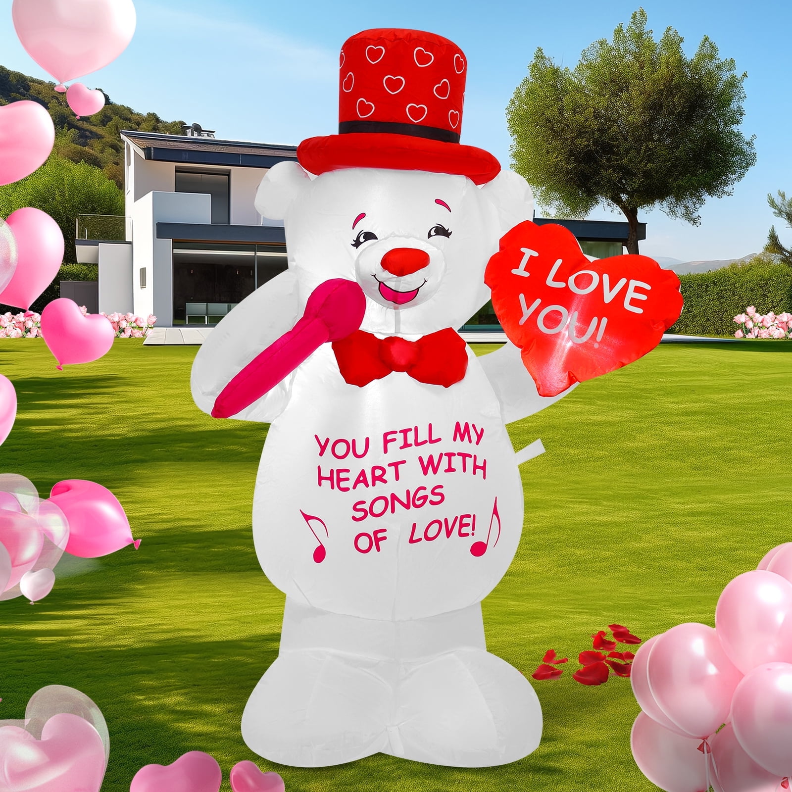 InfleasJoiy 4ft Holding Heart and Singing Bear Valentine's Day Outdoor ...