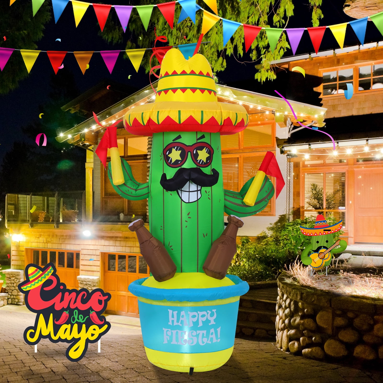 InfleasJoiy 6FT Carnival Cactus Inflatable Decoration, Outdoor Holiday ...