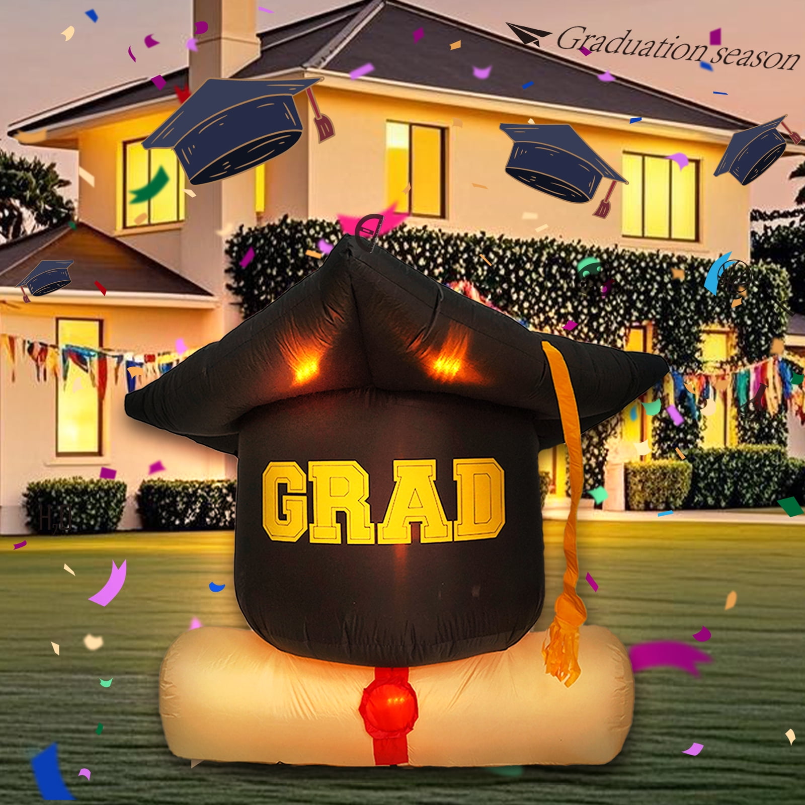 InfleasJoiy 6FT Graduation Season Doctoral Hat, Outdoor Inflatable ...