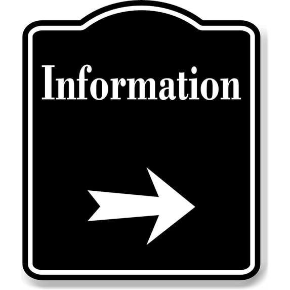 Information Right Arrow BLACK Aluminum Composite Sign, 8.5"x10 ...