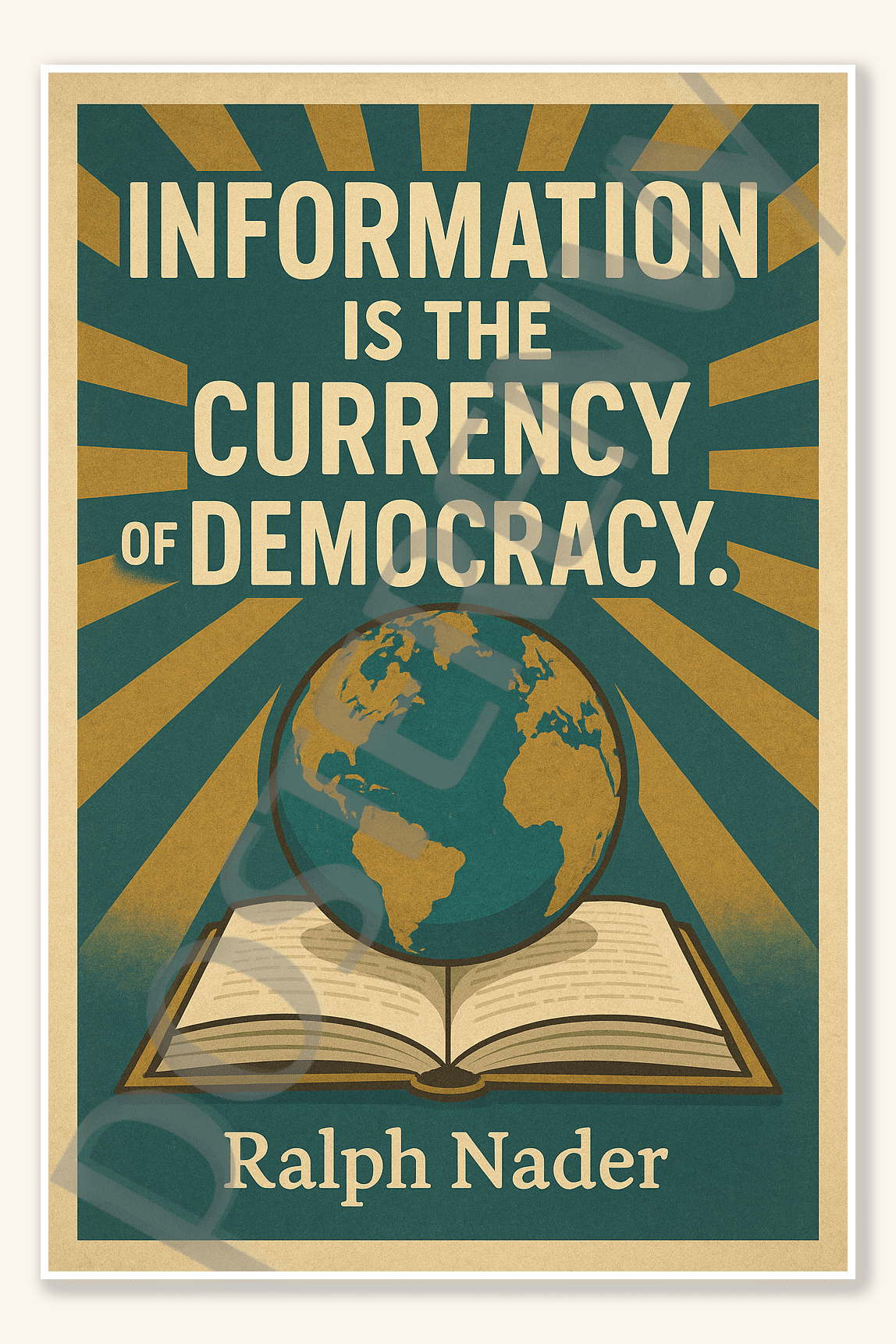 Information is the currency of democracy - Ralph Nader Poster - 18 inch ...