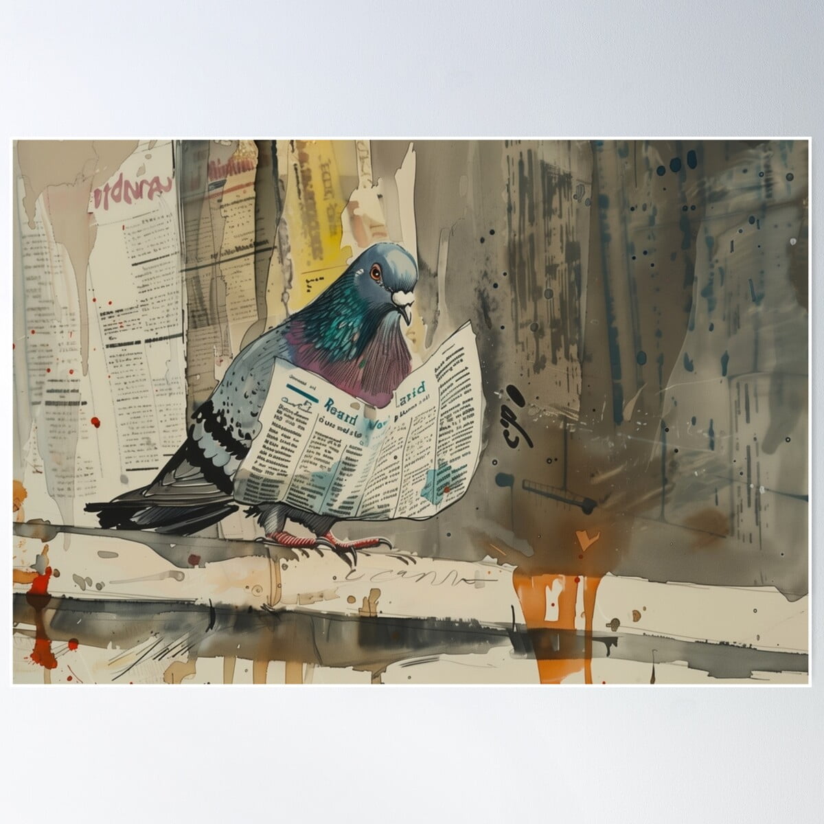 Informed Pigeon Poster Wall Art, Modern Wall Decor For Living Room ...