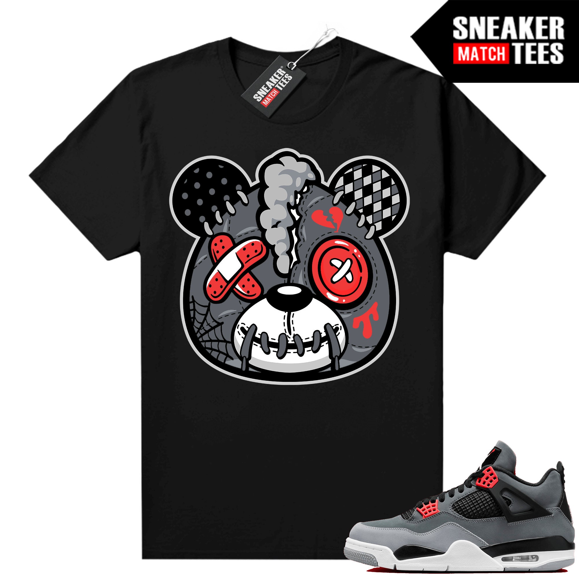 Infrared 4s Sneaker Match Tees Black "Heartbreak Bear" - Walmart.com