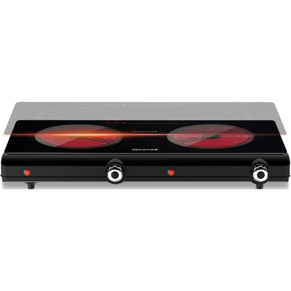 Infrared Double Burner Electric Cooktop - 1800W Portable Stove, Heat-up ...