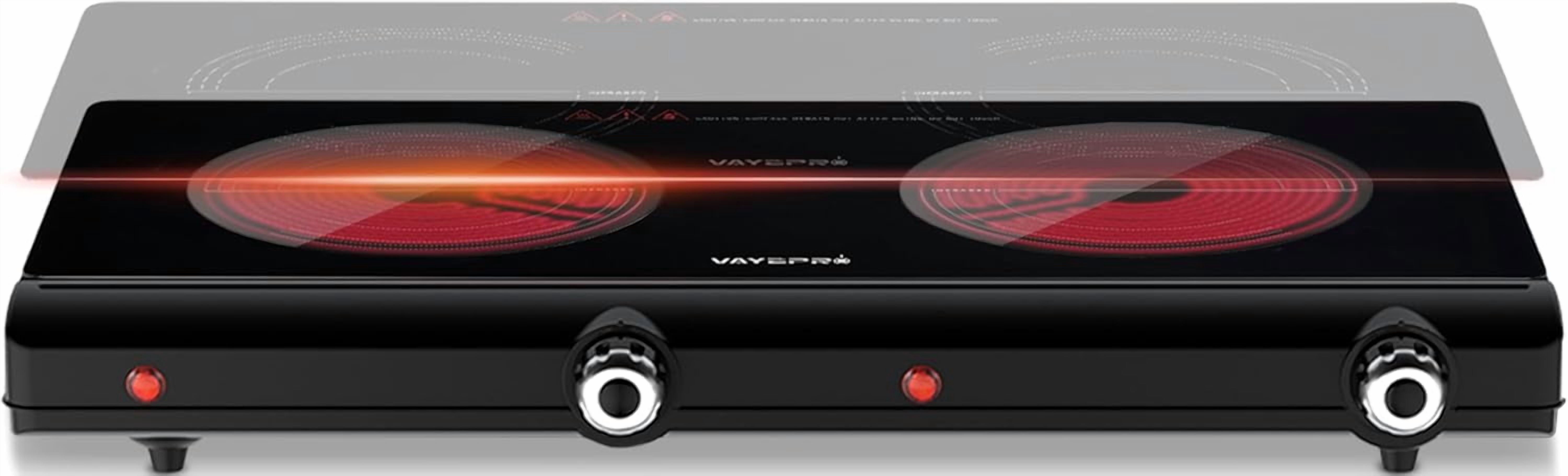 Infrared Double Burner Electric Cooktop - 1800W Portable Stove, Heat-up ...