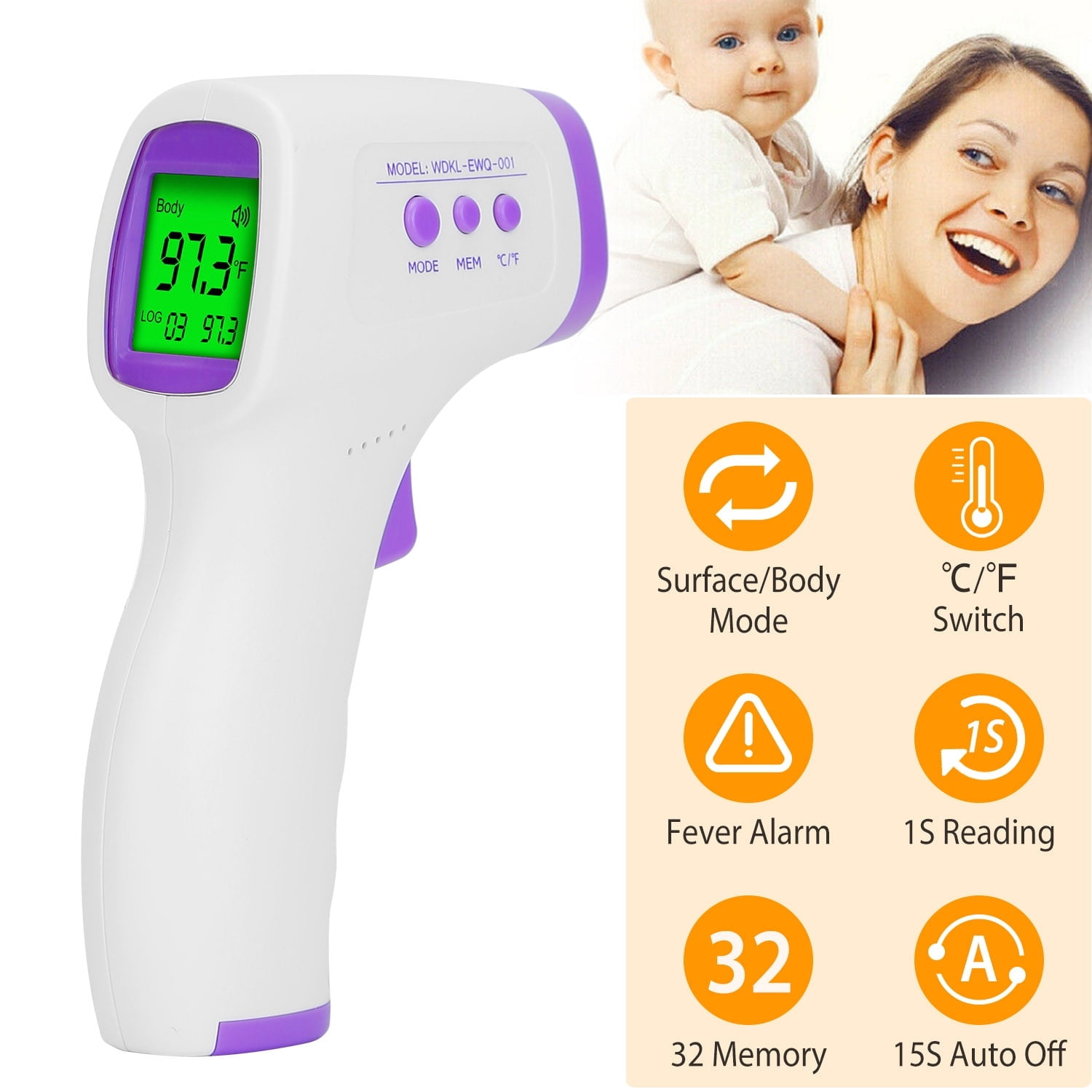 Infrared Forehead Thermometer Non-Contact Forehead Thermometer for ...