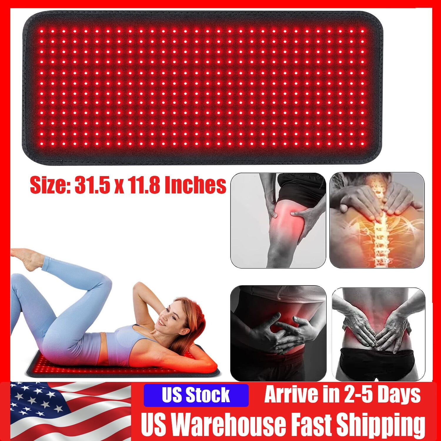 Infrared Mat Device Muscle Full Body Pain Relief Red LED Light Therapy ...