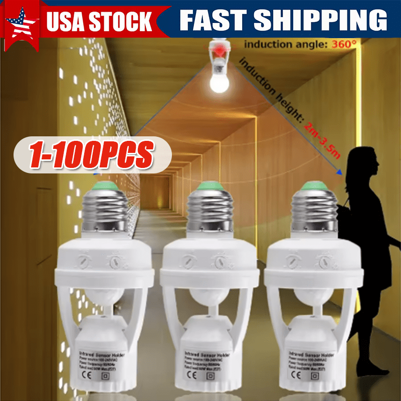 Infrared PIR Motion Sensor E27 LED Light Lamp Bulb Holder Socket Switch ...