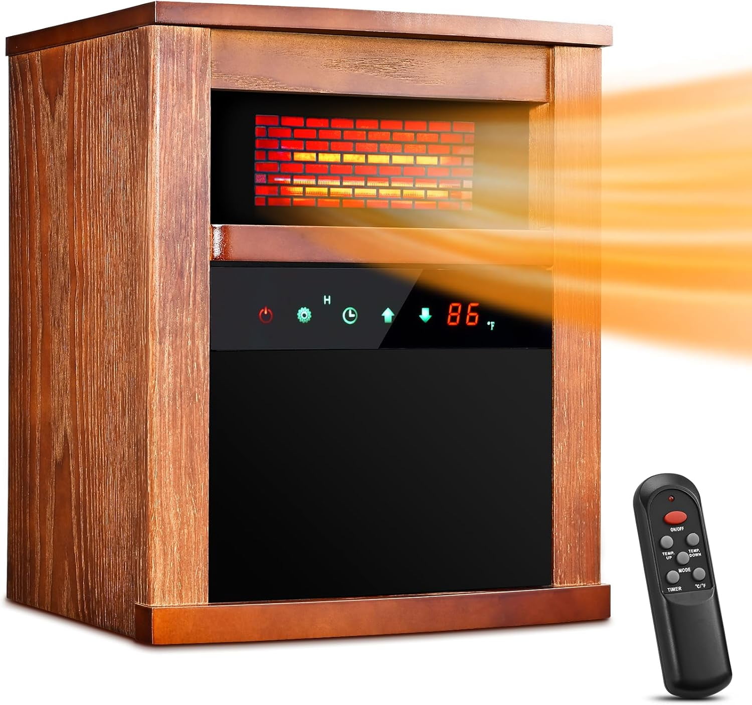 Infrared Space Heater, 1500W Electric Heater for Indoor Use, Remote & 3 ...