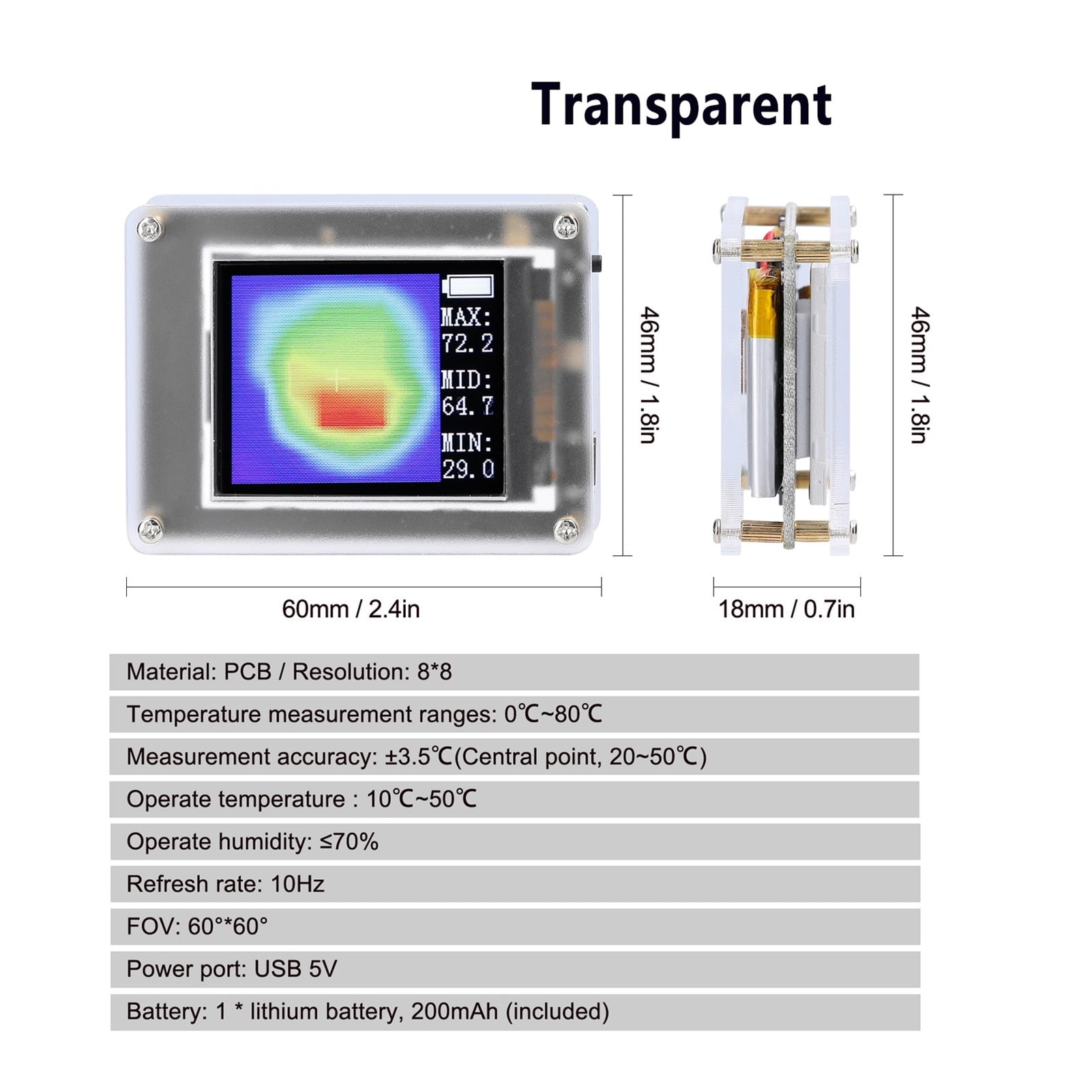 Infrared Thermal Imager Array Temperature Sensor 7M Farthest Detection ...
