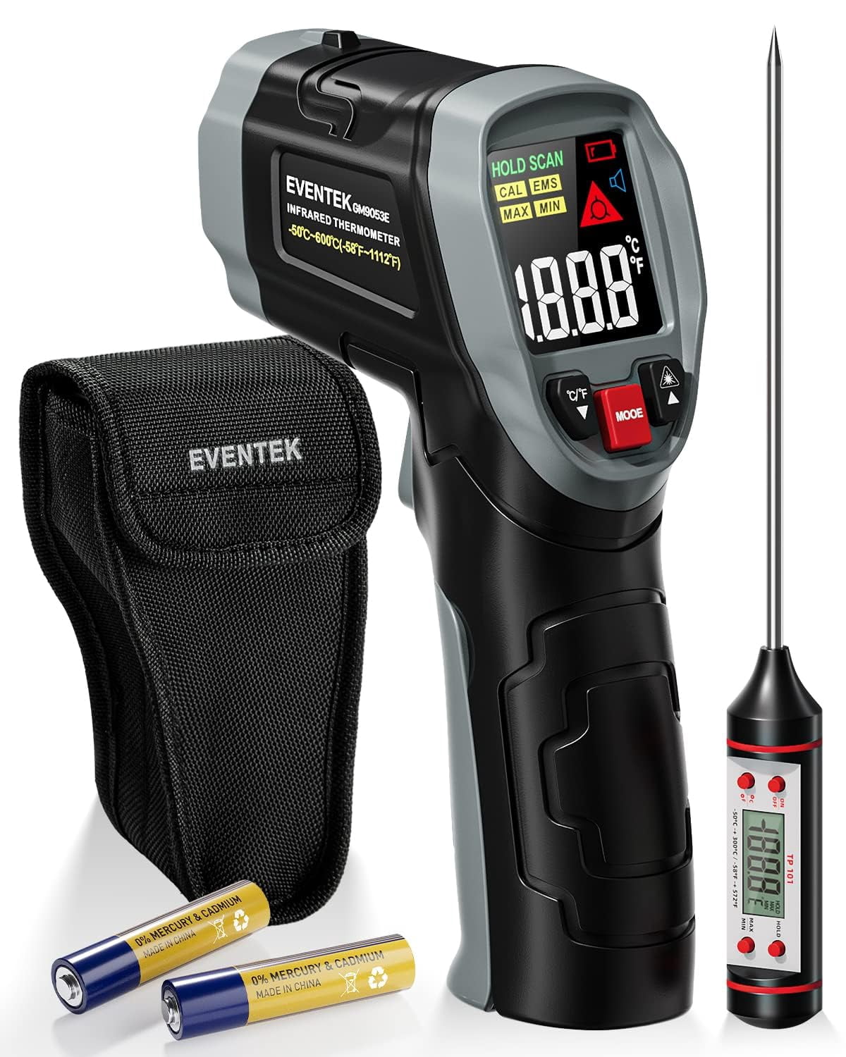 Infrared Thermometer Gun, [3 in 1] -58°F~1112°F (-50°C~600°C) Digital ...