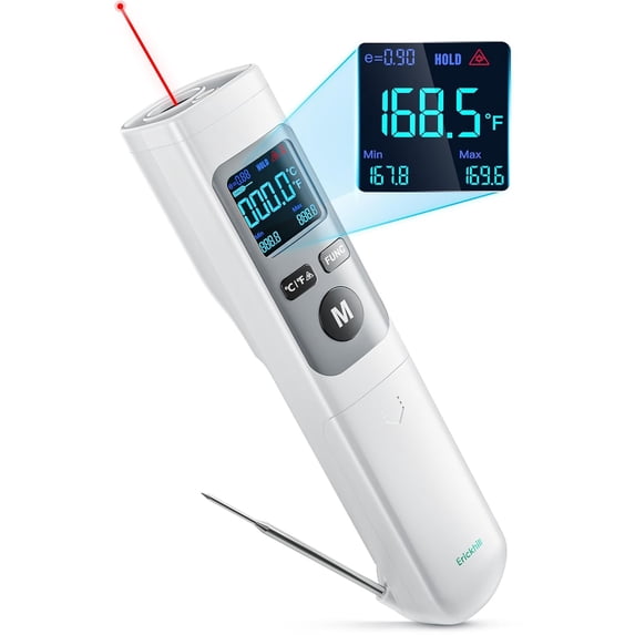 Infrared Thermometer Gun, Heat Temp Temperature Gun with Meat Probe 2 ...