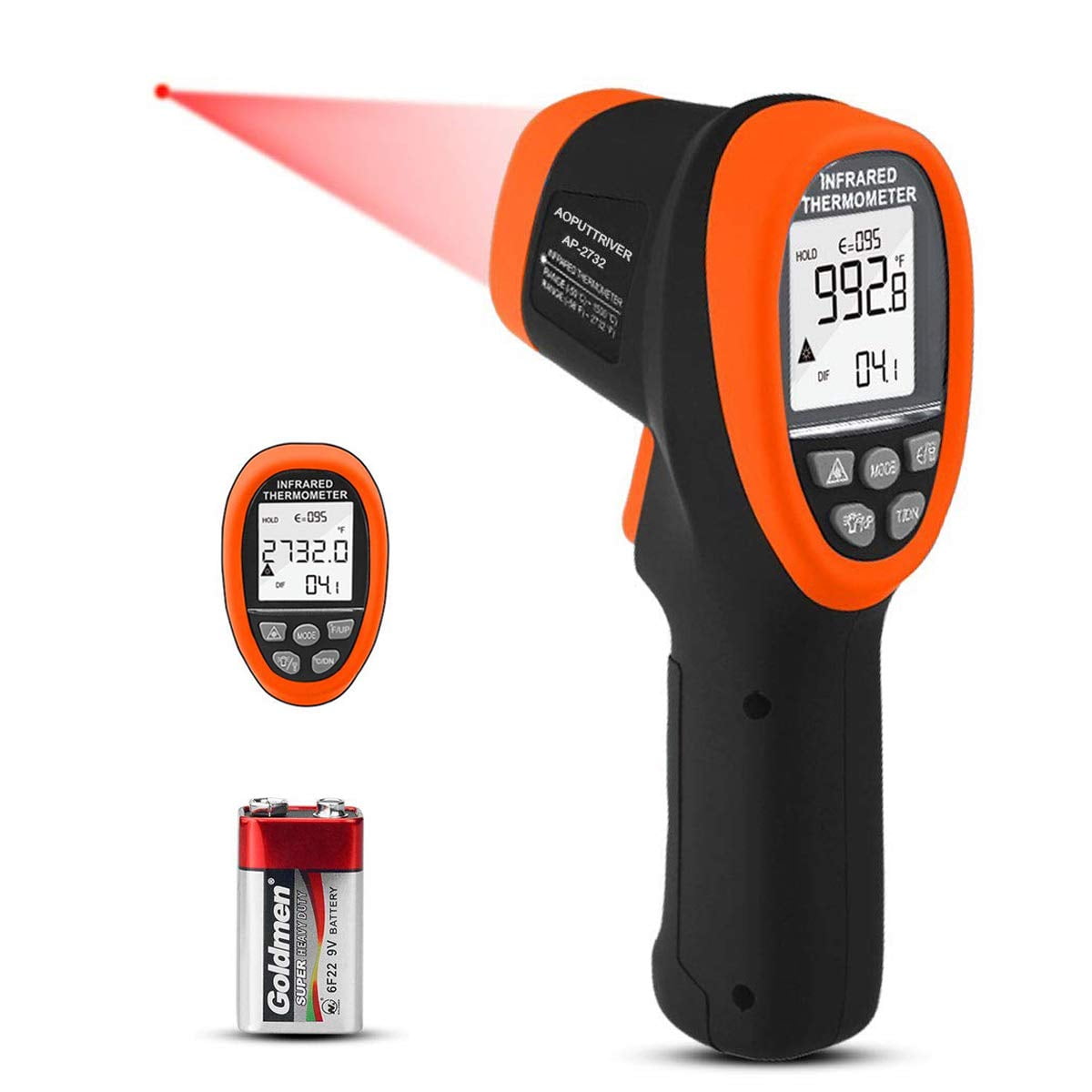 Infrared Thermometer High Temp Pyrometer -58F~2732F (-50C To 1500C), 30 ...