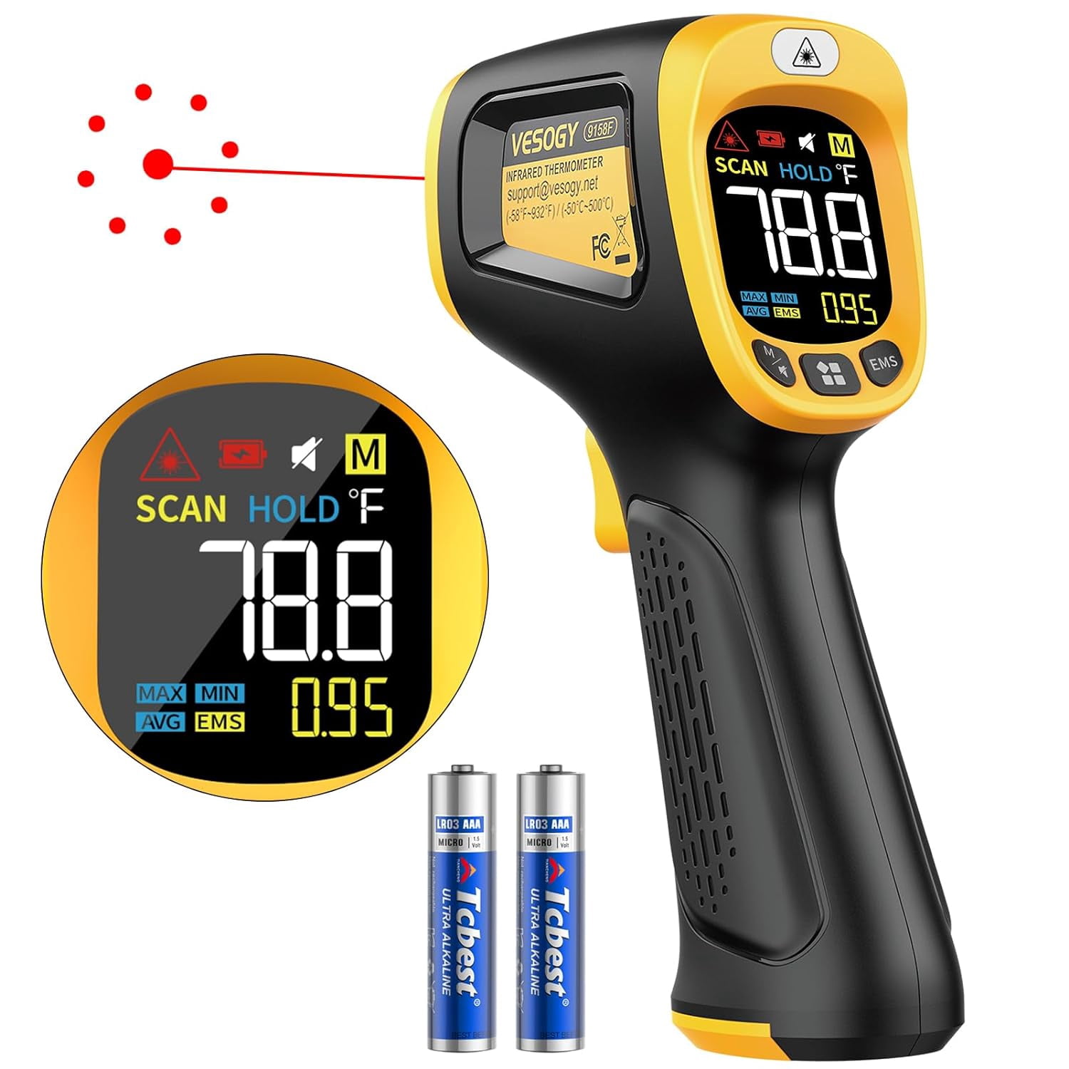 Infrared Thermometer Temperature Gun -58°F ~932°F, Digital Laser ...