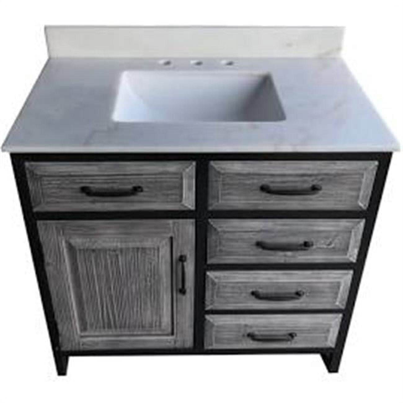 Infurniture WK8836-G-AP TOP 36 in. Rustic Solid Fir Single Sink Iron ...