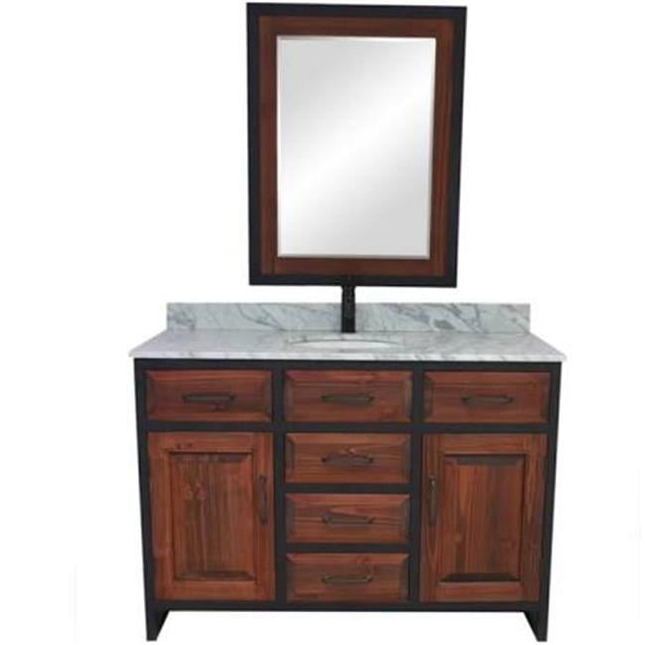 Infurniture WK8848-BR-CW TOP 48 in. Rustic Solid Fir Single Sink Iron ...