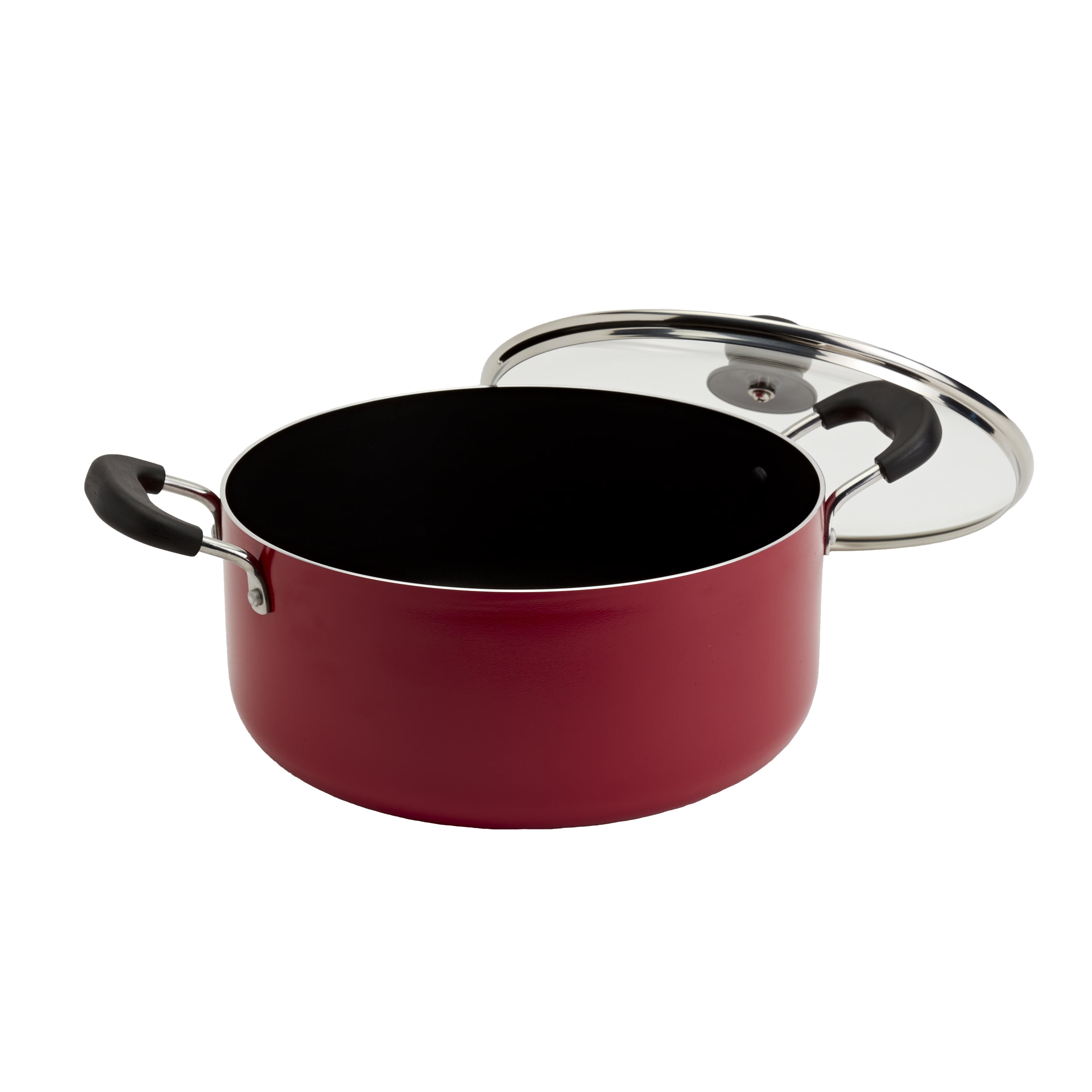 Infuse 8Qt Nonstick Aluminum Covered Family Cooker Soup Stock Pot, Red ...