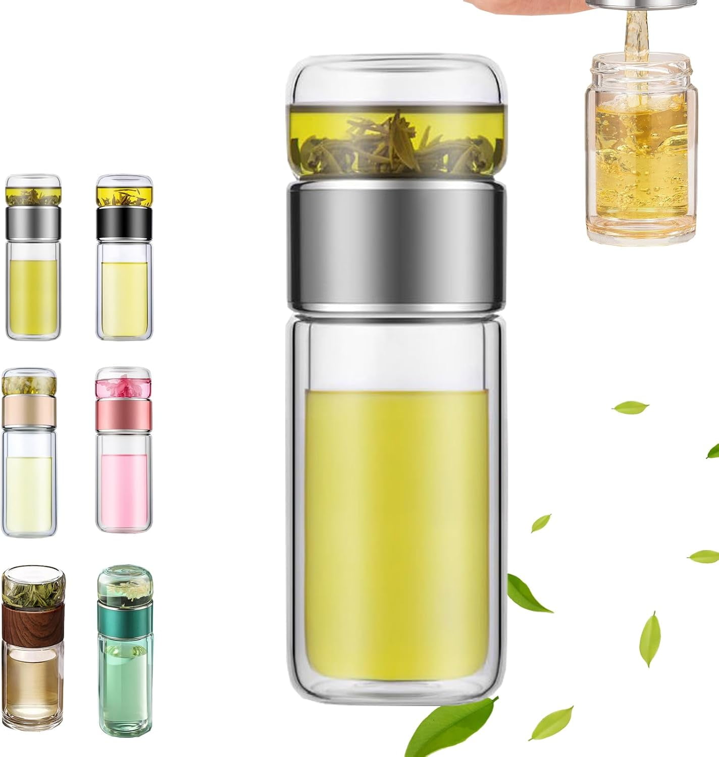Infusifie Tea Infuser, 2025 New Glass Tea Infuser Bottle with Heat-Insulated, Portable Tea Water ...