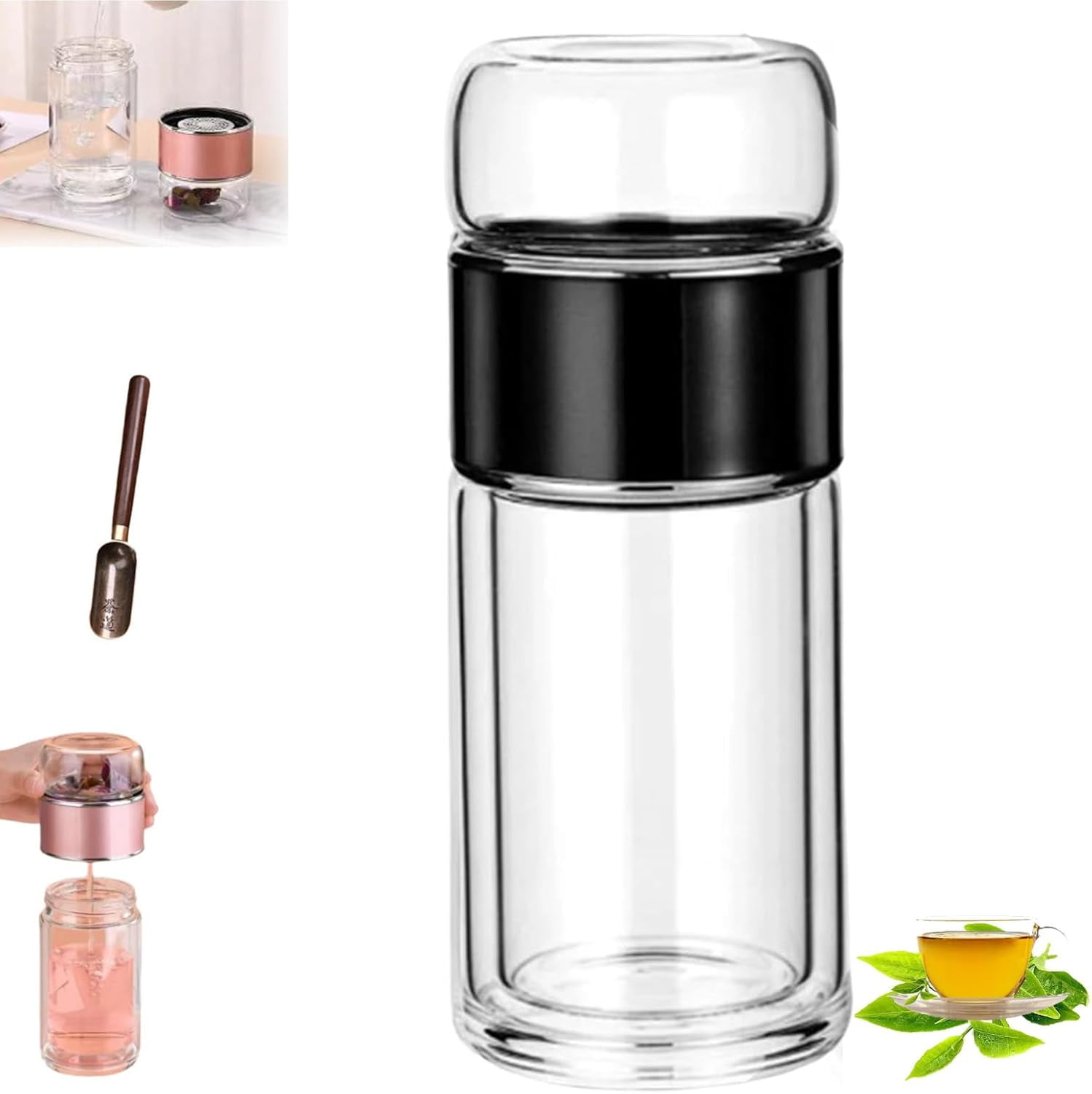 Infusifie - Tea Infuser, 2025 New Glass Tea Infuser Bottle, Tea and Water Separation Cup, Double ...