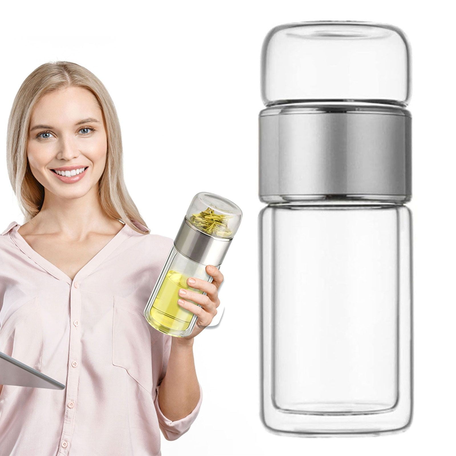 Infusifie Tea Infuser (Three Capacities) Double Layer Insulated Tea And Water Separator Cup ...