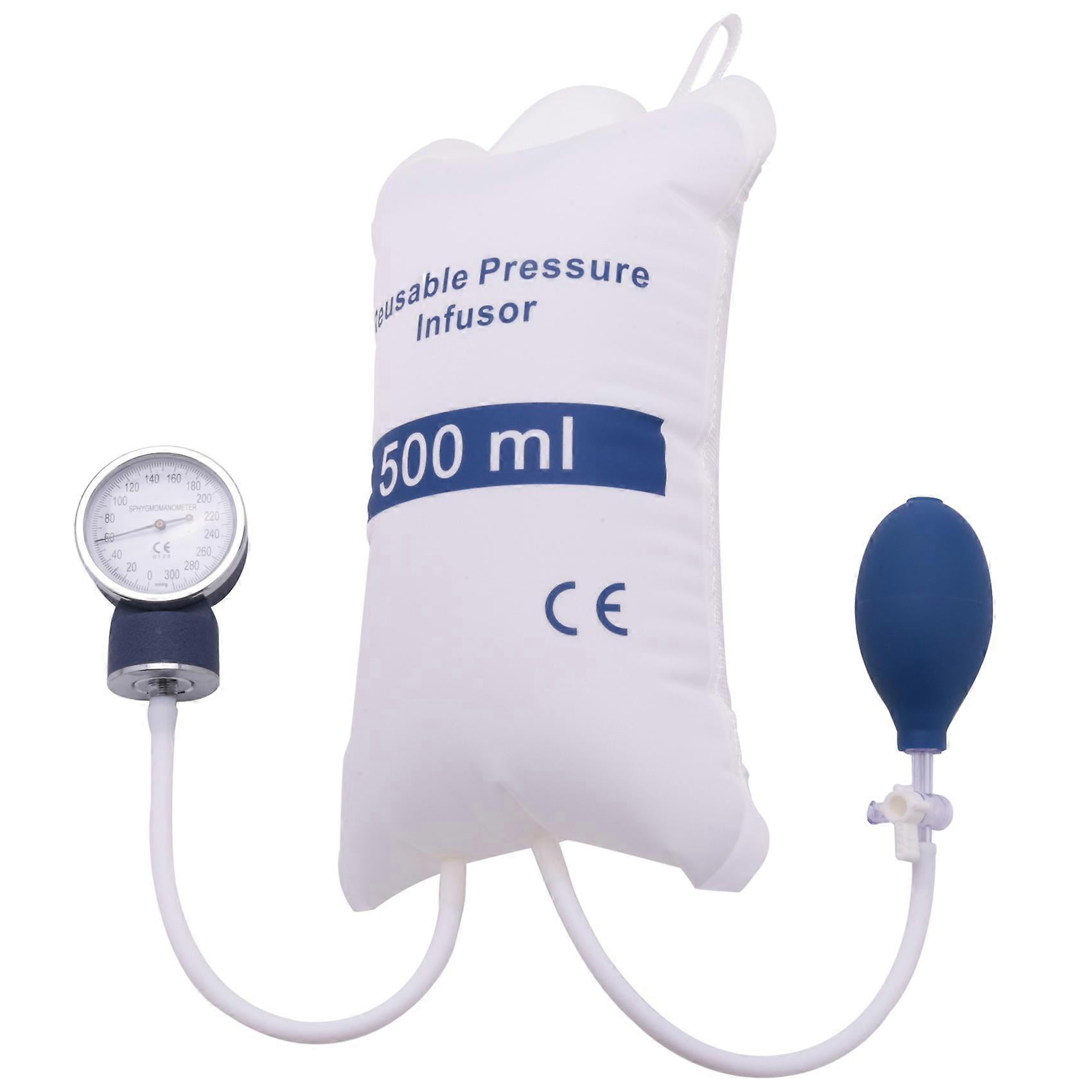 Infusion Pump Pressure Bag 500Ml with Gauge and Hand Pump Ball Reusable ...