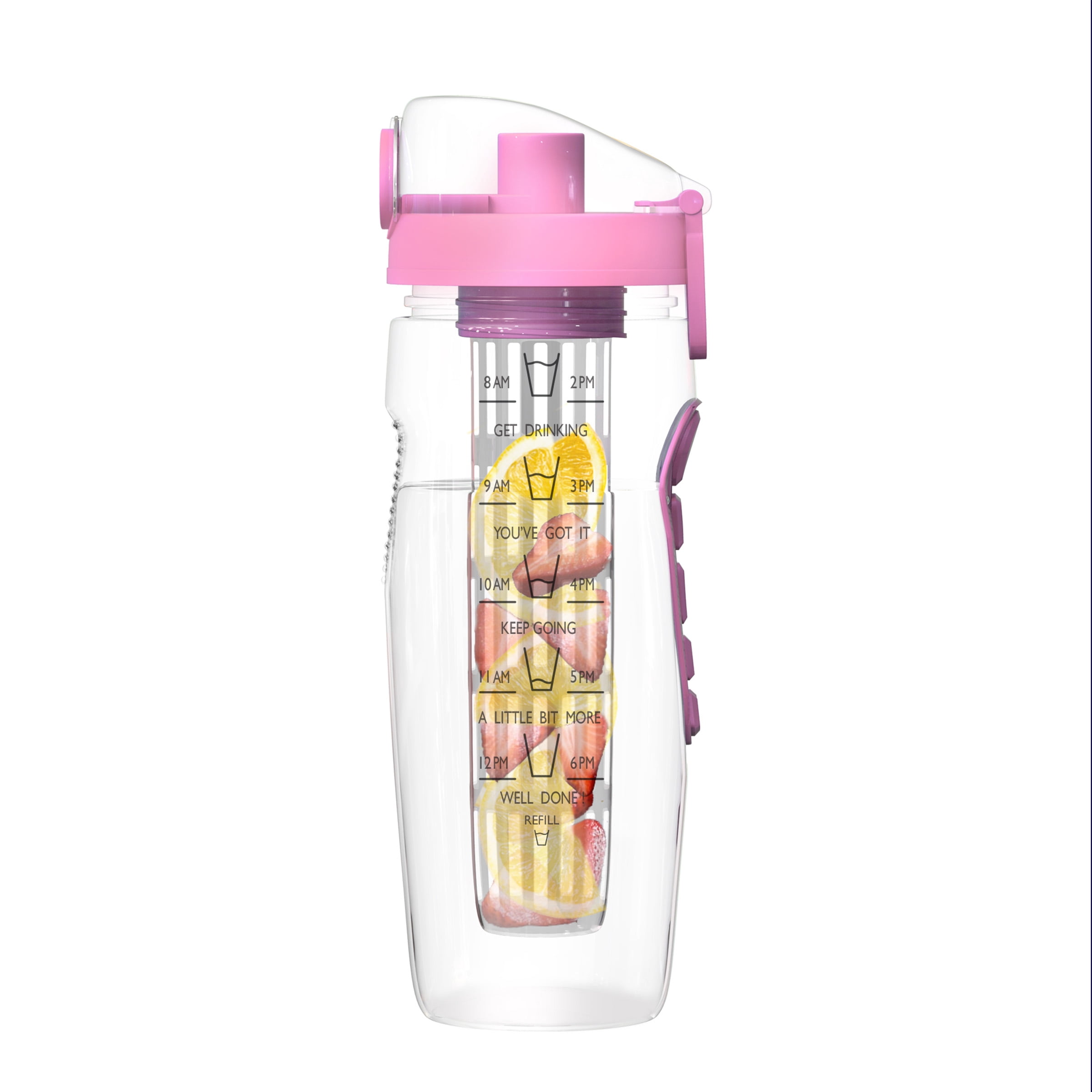 Infusion Water Bottle with Time Marker- 32 Ounce with Leakproof Lid ...