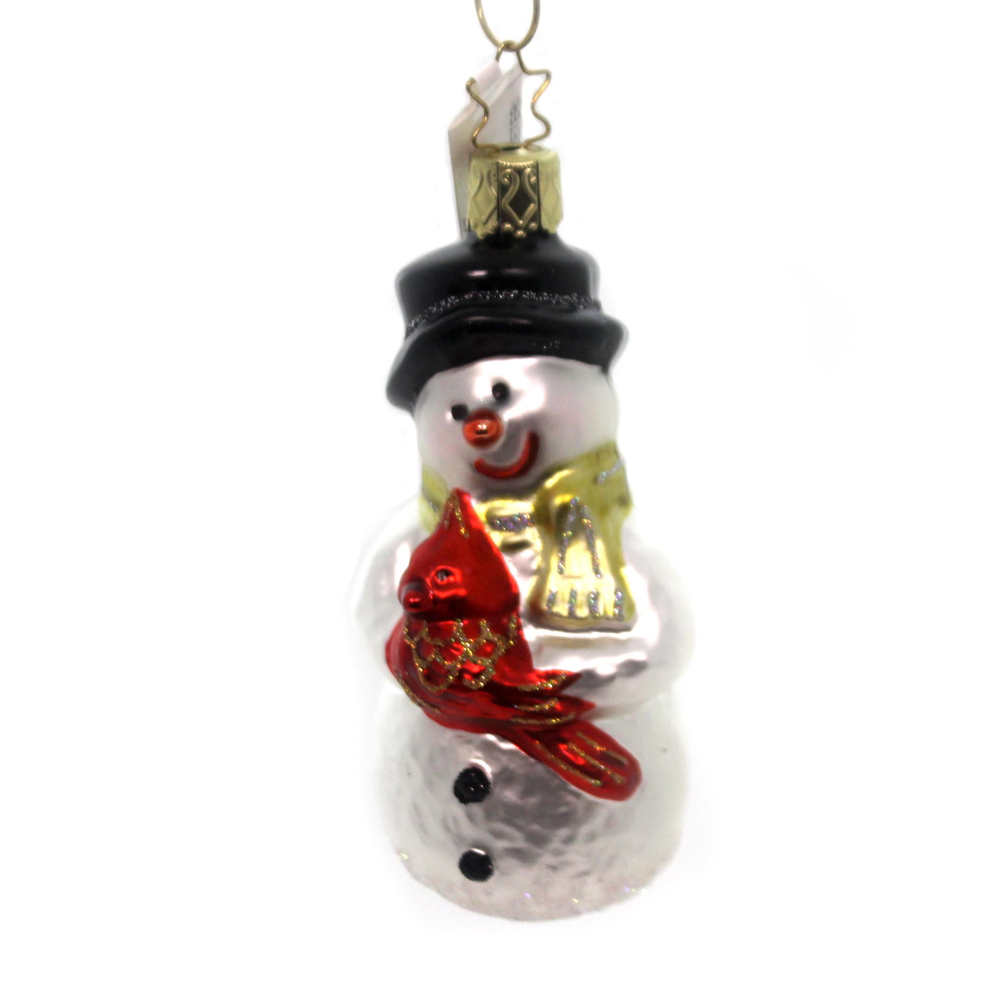 Inge Glas Holiday Greeters Glass Ornament Snowman Red Bird 102007 ...