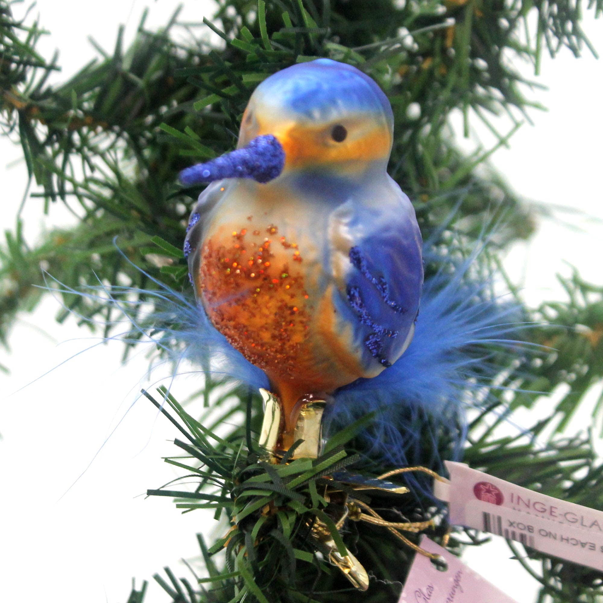 Inge Glas Icebird Glass Clip-On Blue Bird Feather 102414 - Walmart.com