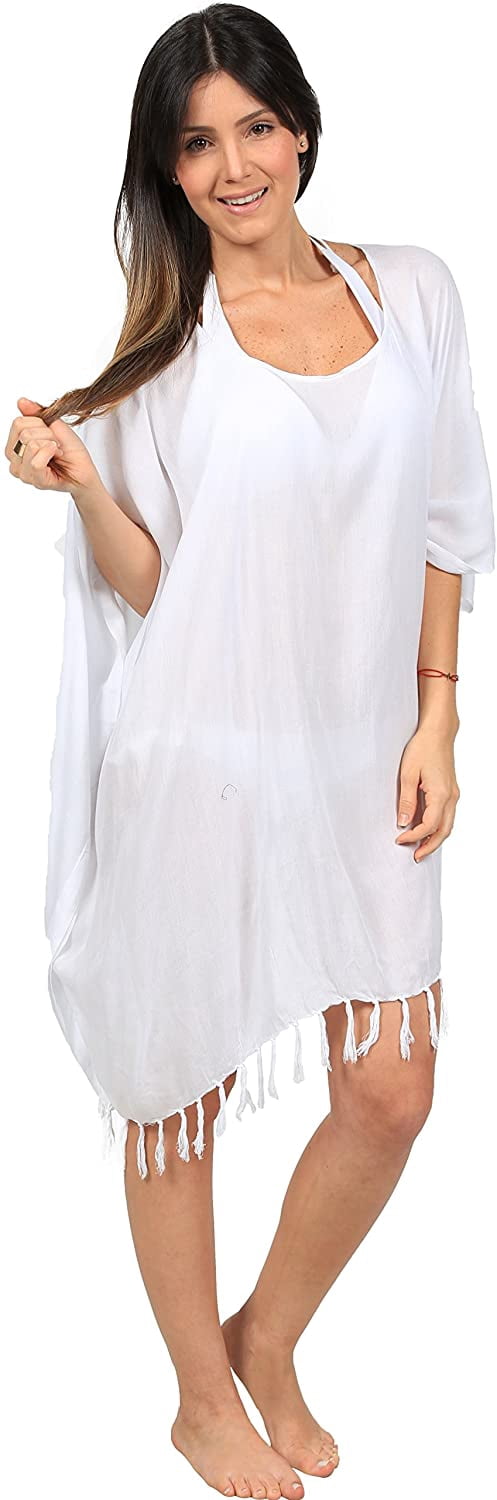 Ingear Beach Cover Up Poncho Tunic Tie Dye Dress Fringe Swimwear Loose ...