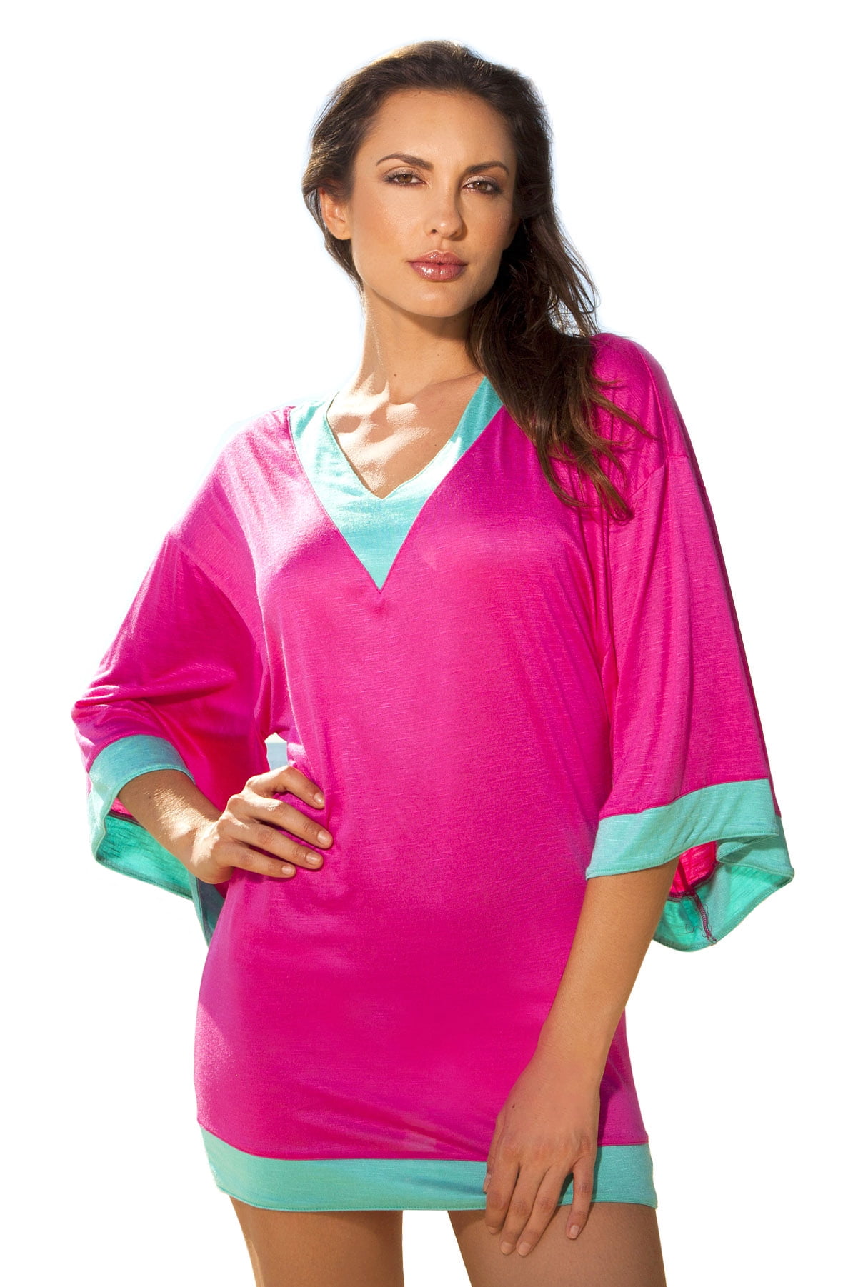 Ingear Beach Pool Swim Cover-up Color Block Tunic - Walmart.com