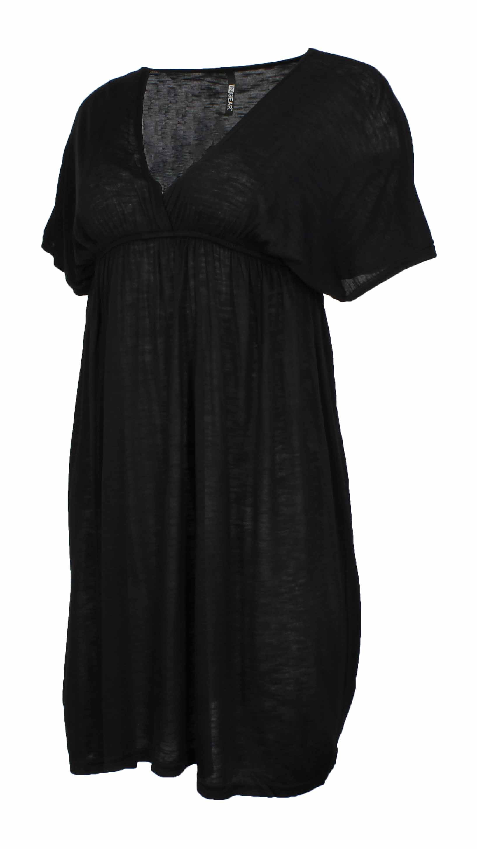 Ingear Womens Low Cut Neck Swimsuit Cover Up Lightweight Short Slub ...