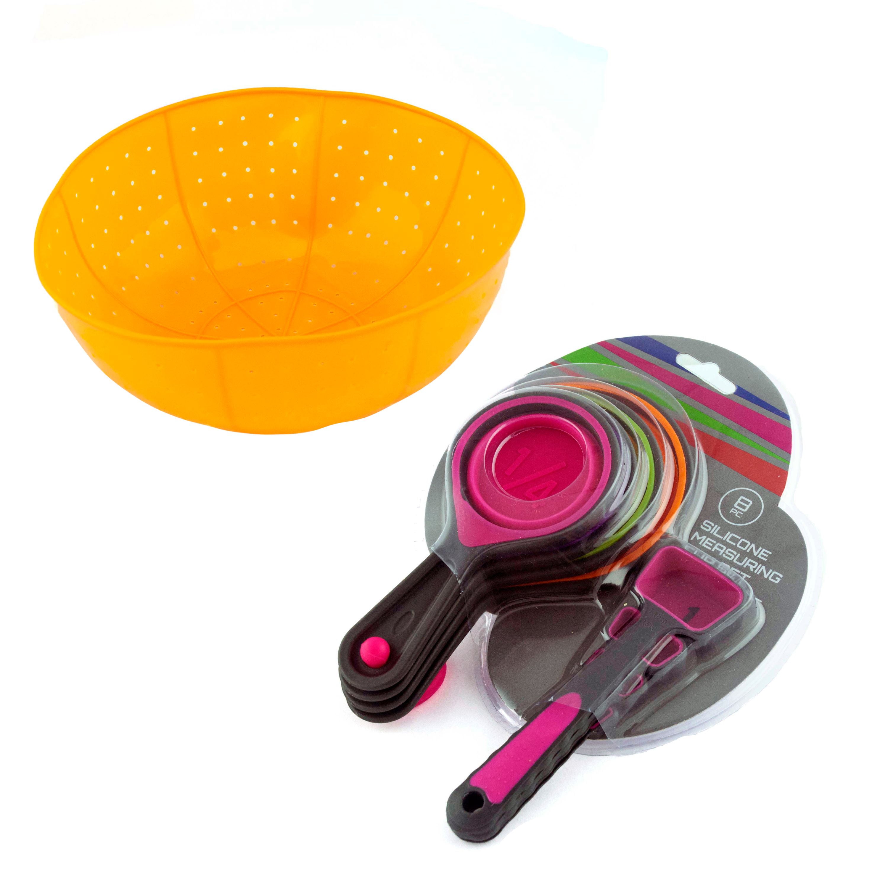 Ingeniuso Pink Collapsible Measuring Cups Set - Silicone with Citrus ...