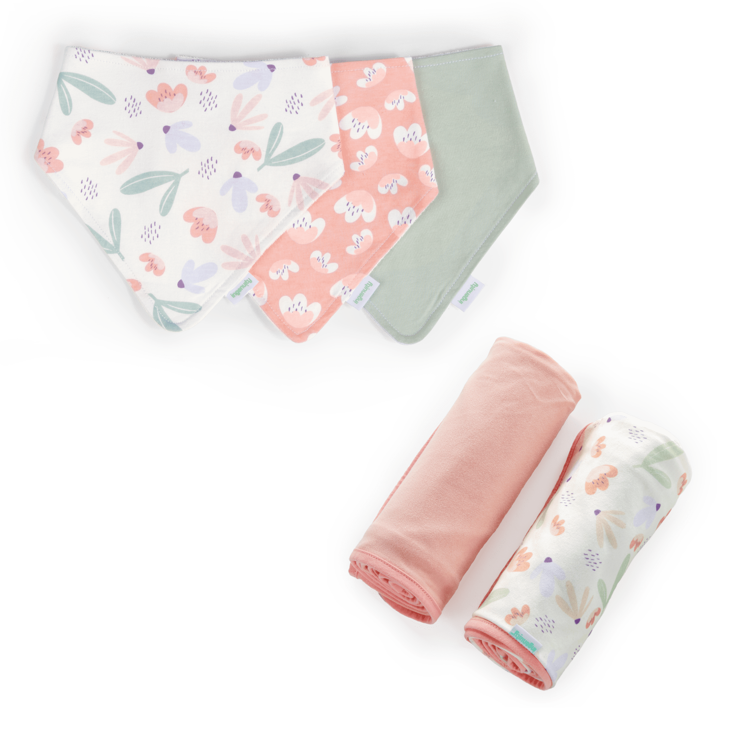 Ingenuity Easy Eater 3-Pack Baby Bandana Bib Set - Posy & Comfy Bundle ...