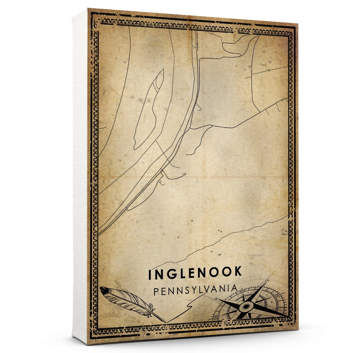 Inglenook Vintage Map Prints Canvas, Pennsylvania Map Art Canvas ...