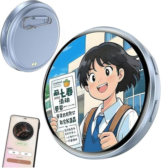 Inglocoh Digital Badge Pin, E Badge with 1.7" Ips Hd Touch Screen ...